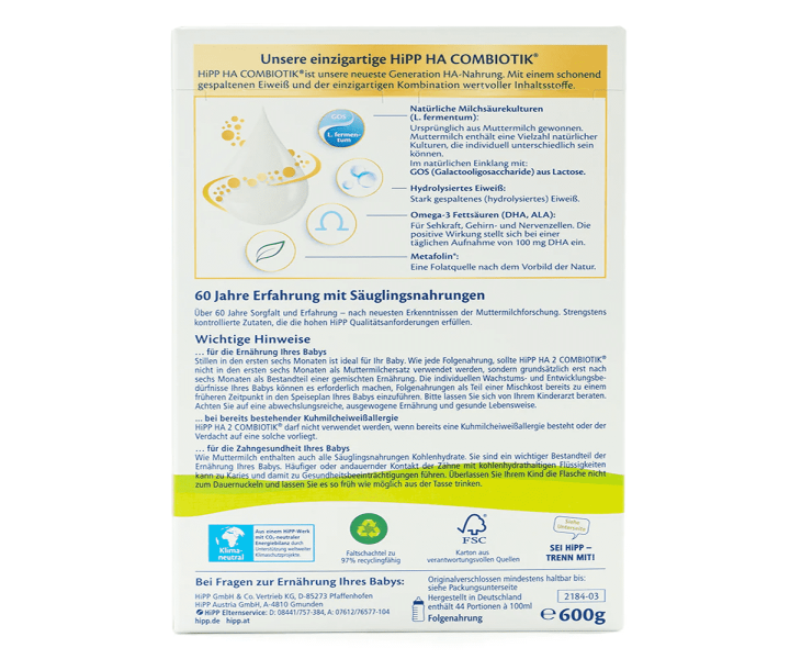 HiPP HA Stage 2 Organic Formula // ☝ Save $90 on 1st Order // OBF24